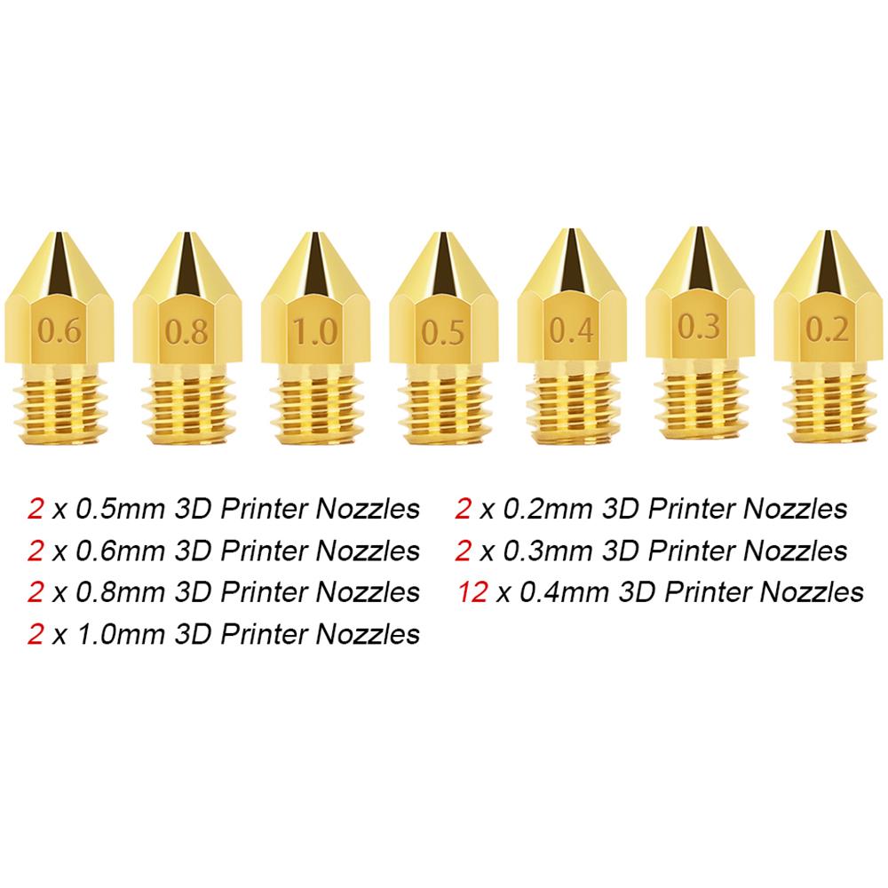 Buy 24PCS Extruder Nozzles 3D Printer Nozzle for MK8 0.2mm 0.3mm 0.4mm ...
