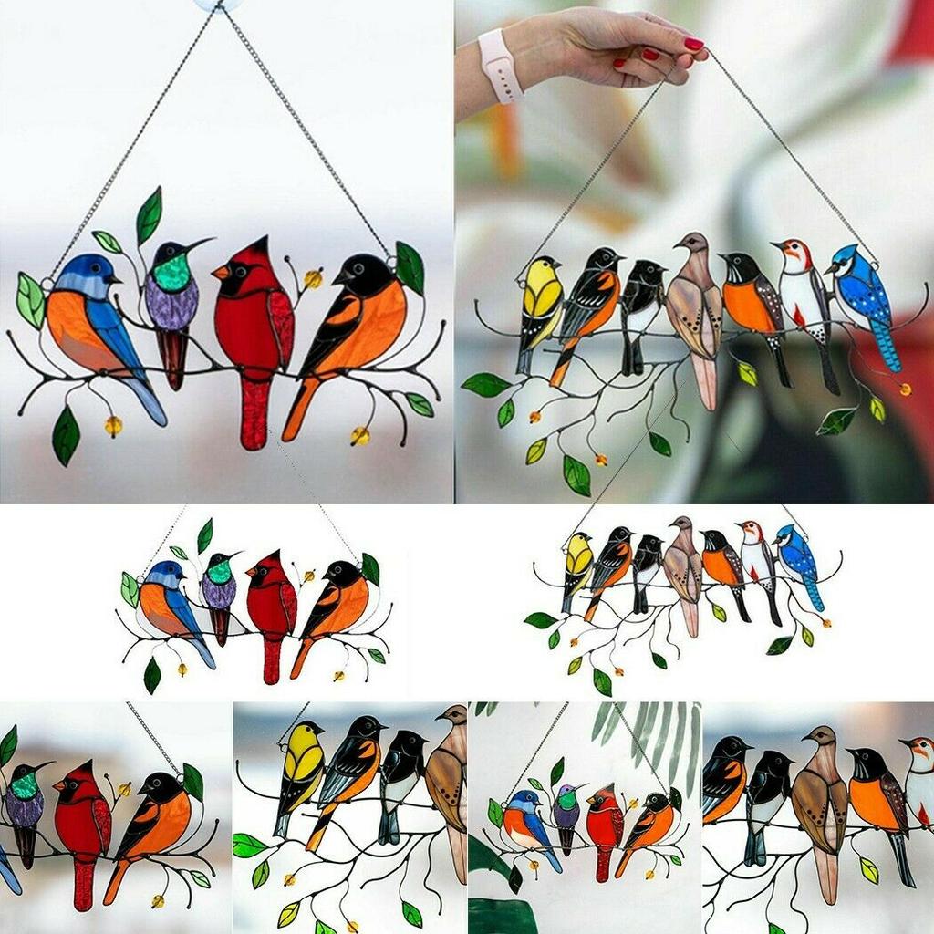 Buy 1pcs Mini Stained Bird Hangings Wall Hanging Birds Decor Room ...