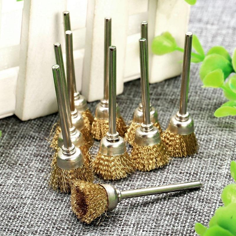 Buy 5Pcs 3mm Shank Polishing Brass Wire Wheel Cup Brushes Rotary ...