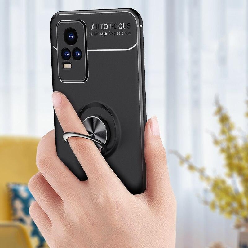 Buy For VIVO V21e V21 5G Case Silicone Soft TPU Ring Holder Back Cover ...