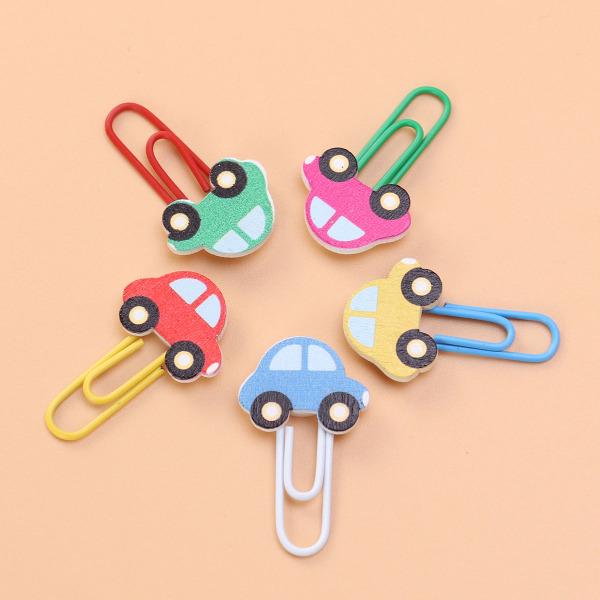 50pcs Cute Practical Wooden Car Shaped Paper Clips File Clamps Paper ...