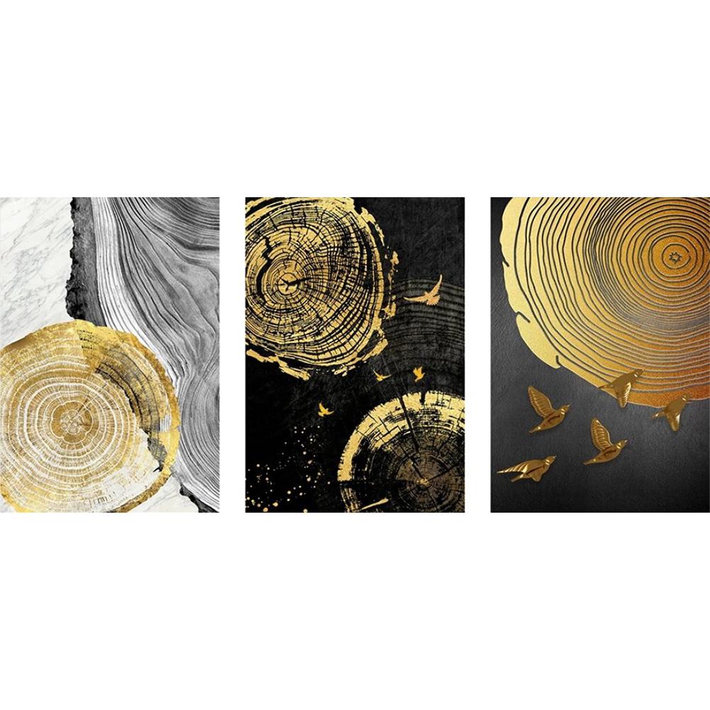 Triptych Tree Circle Paint By Numbers DIY Frameless Picture On Canvas ...