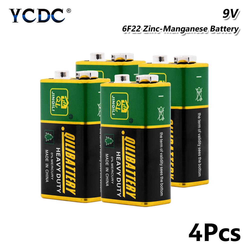 4Pcs 9V 6F22 Battery Zinc-manganese Single Use Batteries For Alarm Toy ...