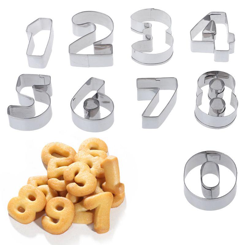 9 Pcs Stainless Steel Numbers Cookie Stencil Biscuit Cutter Tool Set ...