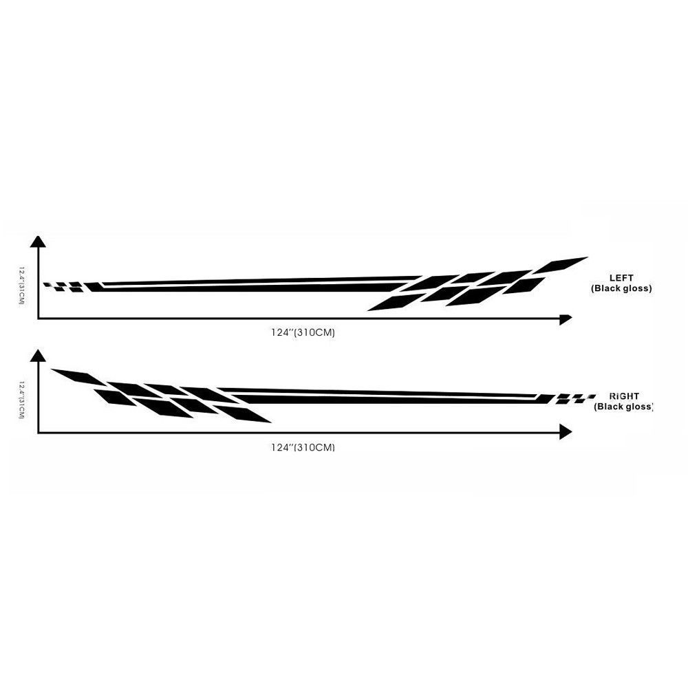 Buy 2X Car Racing Black Long Stripe Graphics Side Body Vinyl Decal ...