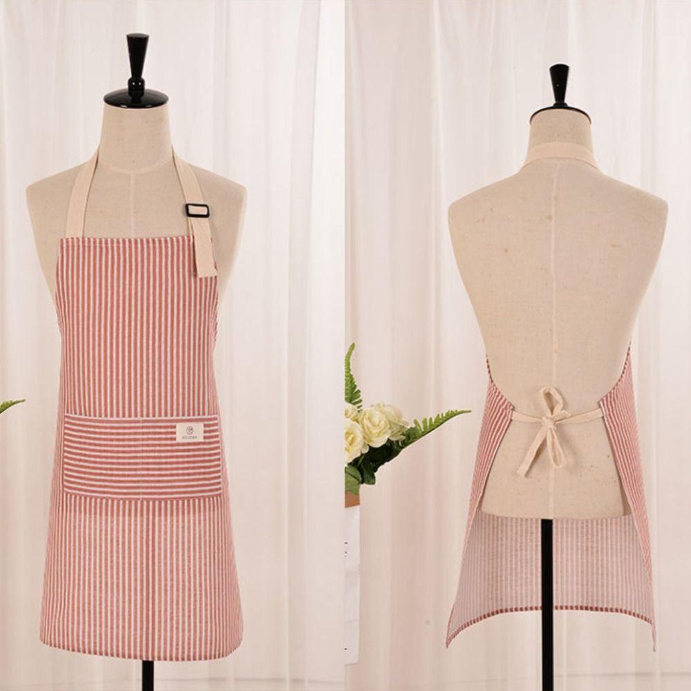 Buy Neck Strap Waterproof Aprons with Pockets Cooking Apron Stripes ...