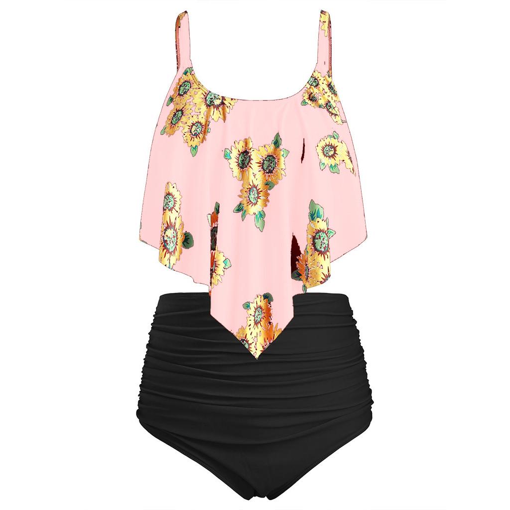 Buy Women Bathing Suits Top Ruffled With High Waisted Bottom Bikini Set ...