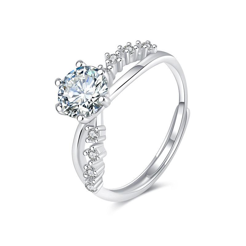 Cheap S925 Sterling Silver Mosang Stone One Carat Side Micro-diamond ...