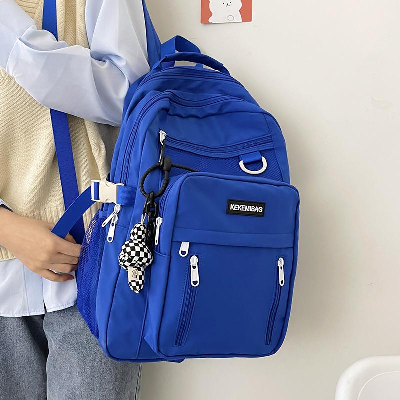 Solid Color Book Bag Large Capacity Traveling Backpack Student ...