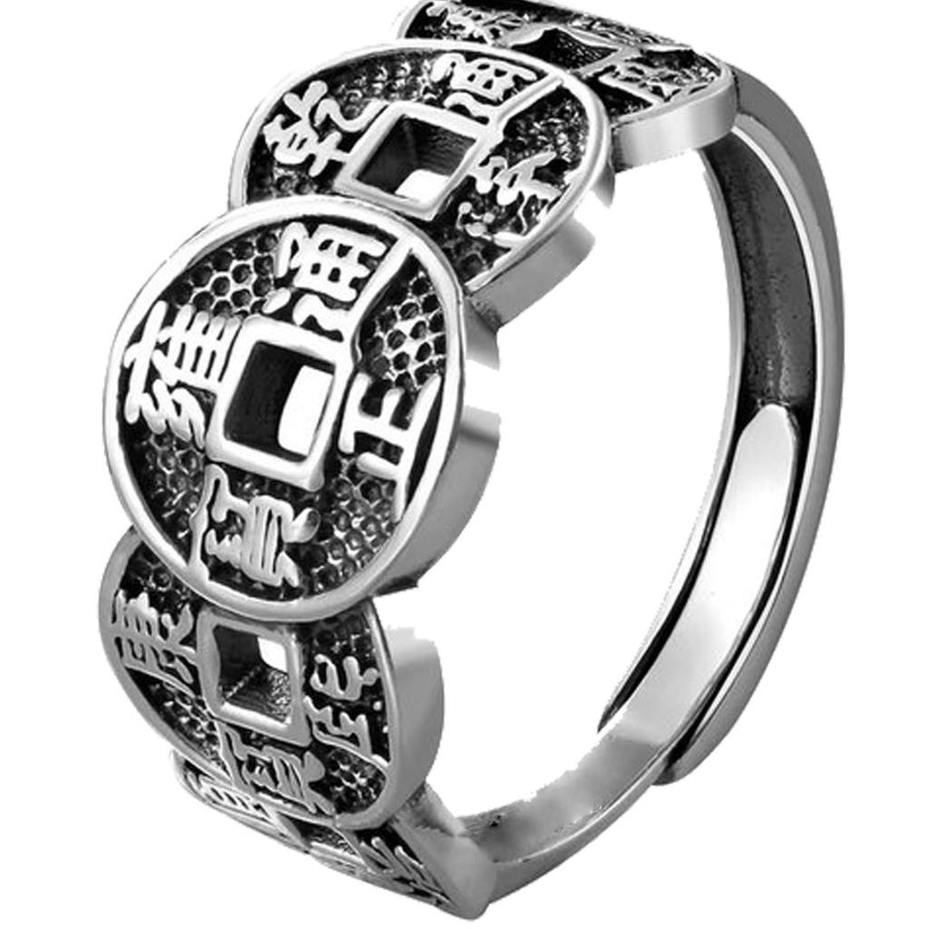 Cheap IDH Five Emperor Coin Auspicious Open Ring Women Men Adjustable ...
