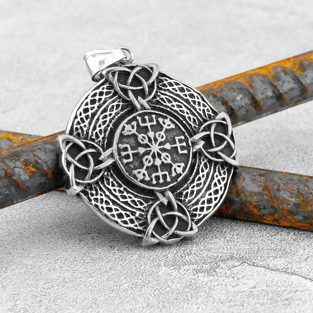 Buy 316L Stainless Steel Nordic Viking Disc Rune Compass Pendant at ...