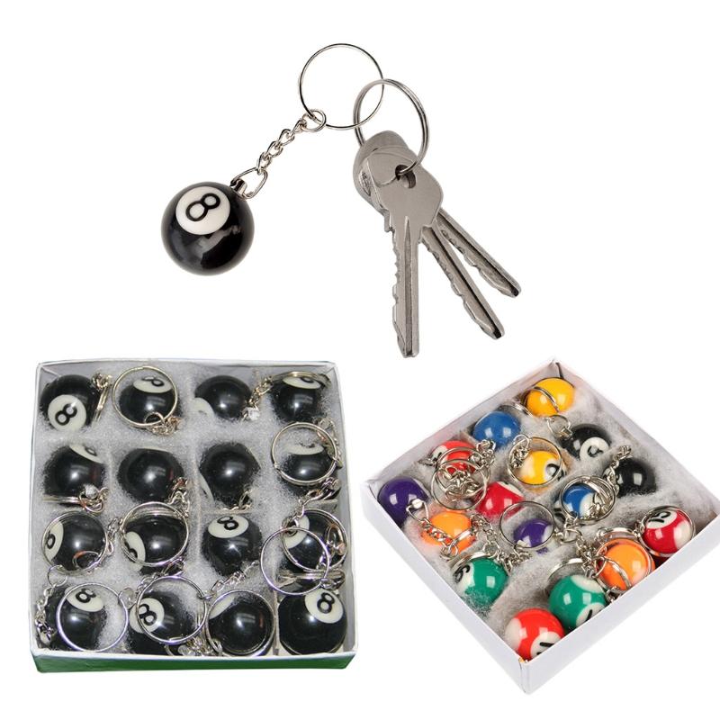 Buy 16pcs/set Mini Billiards Shaped Keyring 25mm Resin Billiard Ball ...