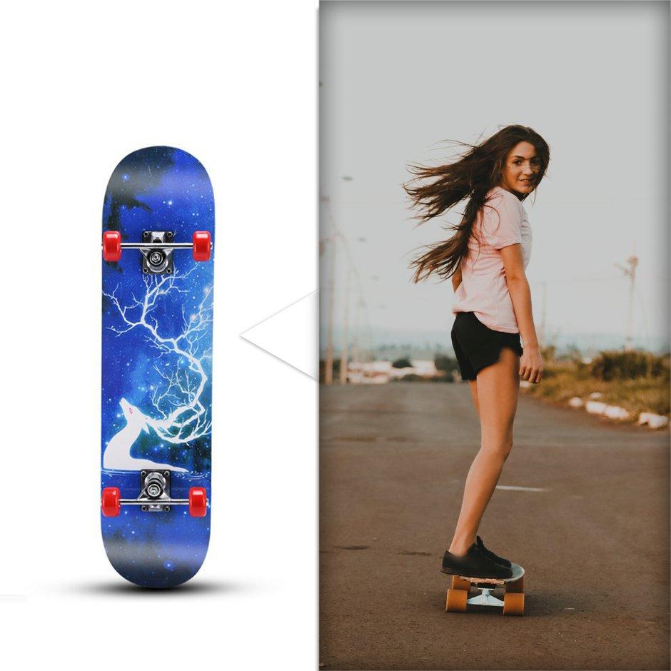 Buy Two Bare Feet Double Kick Complete Skateboard Cruiser For Teens ...