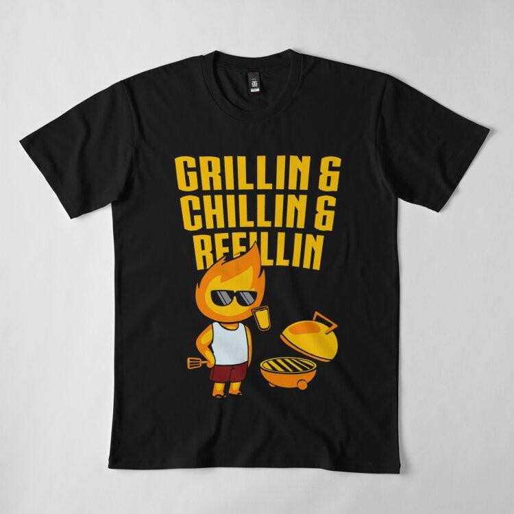 Buy Men Premium Cotton Harajuku T-Shirt Chillin Grillin Refillin BBQ ...