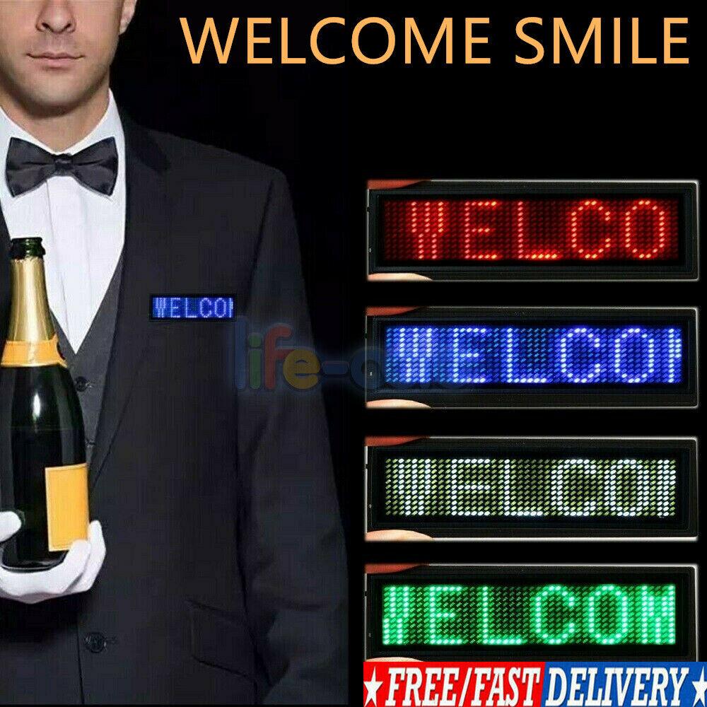 Buy Mini LED Digital Programmable Scrolling Name Message Tags Badge ...