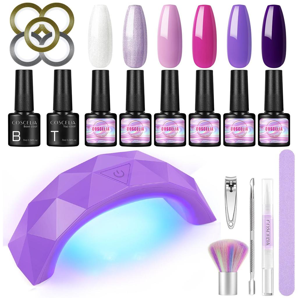 Buy COSCELIAl Gel Polish Set 7ml Purple Sapphire Blue Colors And USB ...