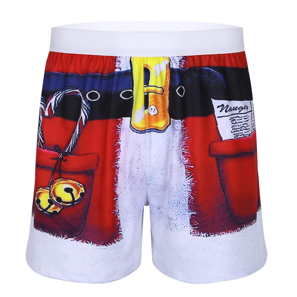 Buy Men's Red Santa Christmas Holiday Costume Novelty Belt Print Boxer ...