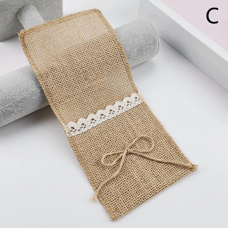 Buy 1PC Table Cutlery Pocket Cutlery Holder Tableware Pouch Burlap Lace ...