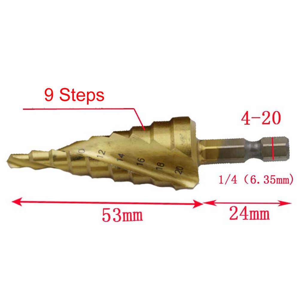 Buy 4-12/20/32mm HSS Spiral Groove Center Solid Carbide Titanium Step ...