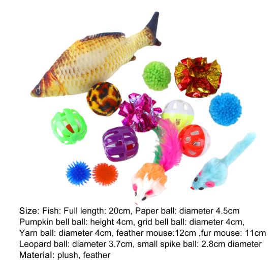 Buy 14Pcs Game Toy Pet Toys Safe Scratch-resistant Cat Plush Mice Balls ...