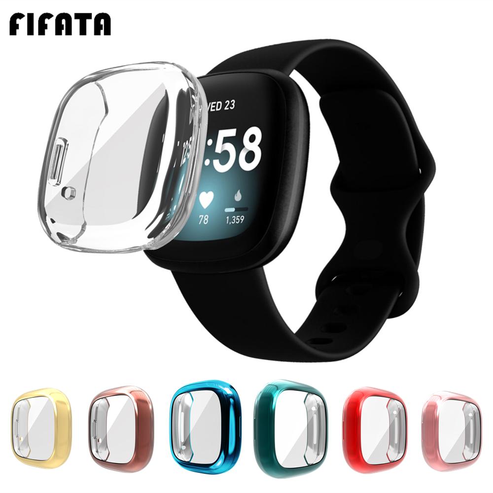 Buy TPU Full Screen Protector Cover Case For Fitbit Versa 3 / Sense ...