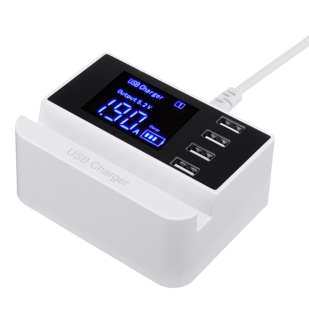 Multi-port USB Fast Charger AC Power Adapter with LCD Displsy Charging ...