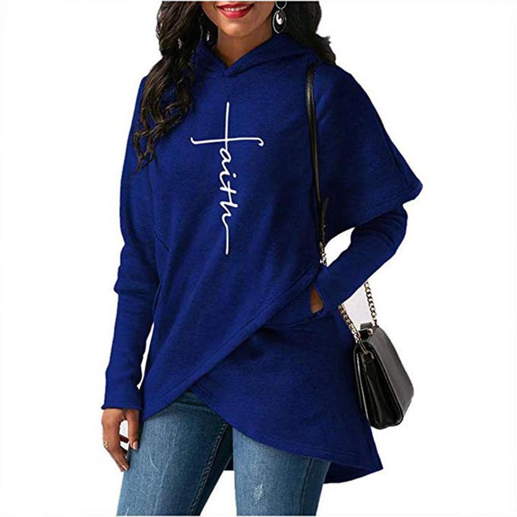 Buy Women Casual Front Cross Patchwork Long Sleeve Pullover Sweatshirt ...