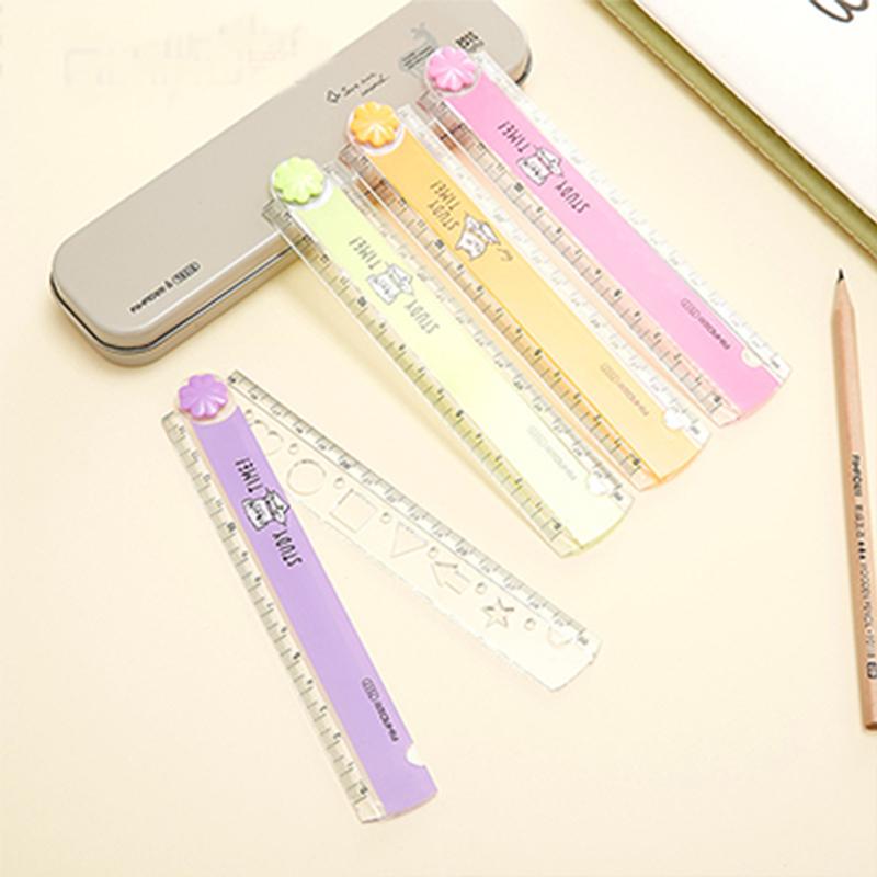 Buy 30CM Folding Ruler Candy Color Multifunction Standard Ruler DIY ...
