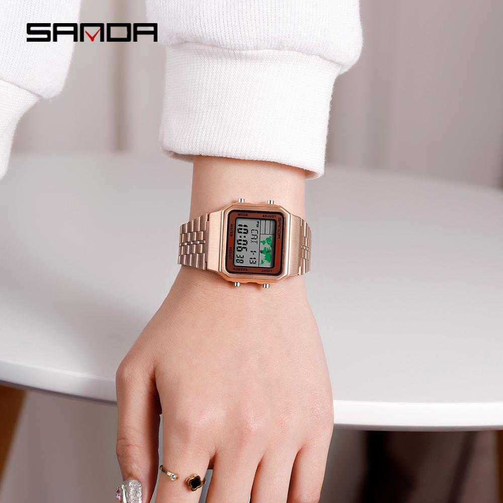 Buy 2021 SANDA Rose Gold Men's Watches Top Brand Luxury LED Digital ...