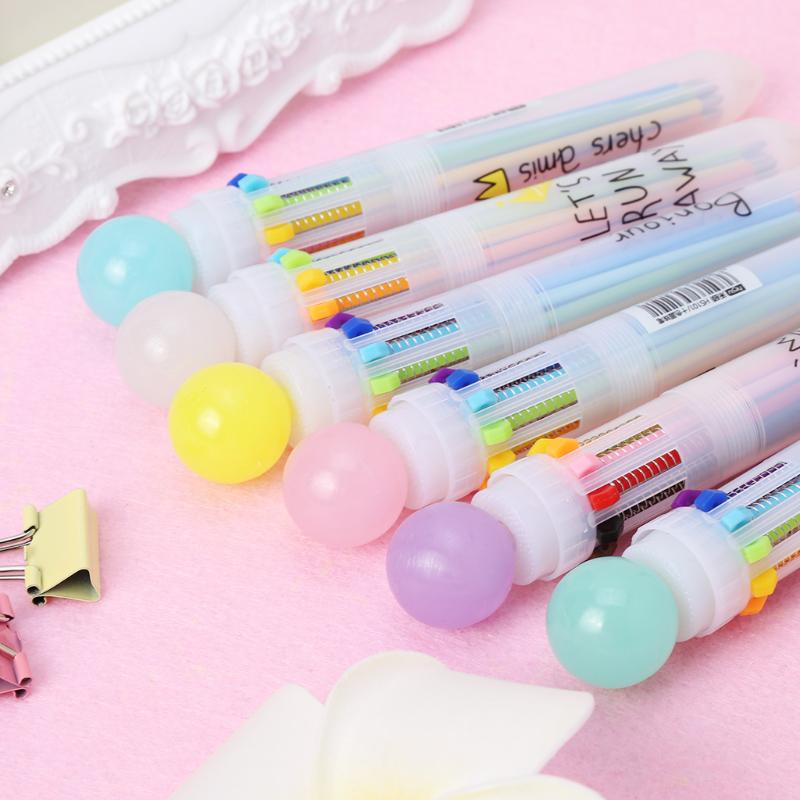 Buy Creative Candy Color 10 Color In One Set Ballpoint Pen Writing ...