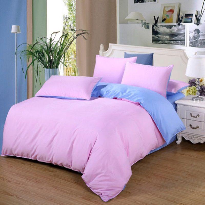 European Style Pure Color Four-piece Bed Set Quilt Cover Pillow Case ...
