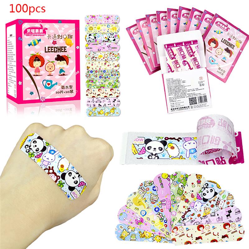Buy 100PCS Waterproof Breathable Cute Cartoon Adhesive Bandages Wound ...