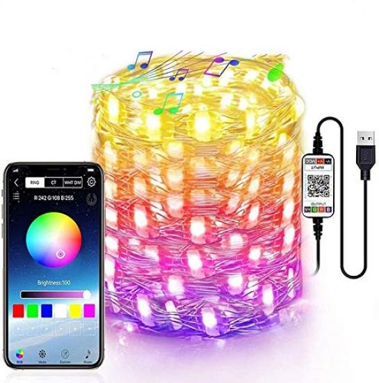 Buy Gxzock 2m Bluetooth String Lights Copper Wire Led with Usb 5v Power ...