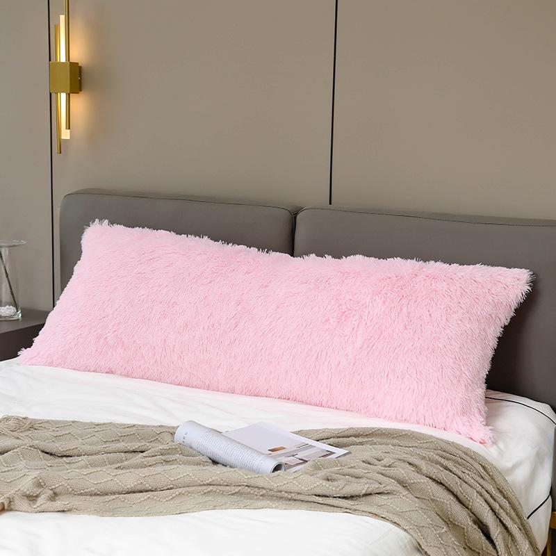 Buy 57x20 Fluffy Long Pillowcase Solid Color Plush Decorative ...