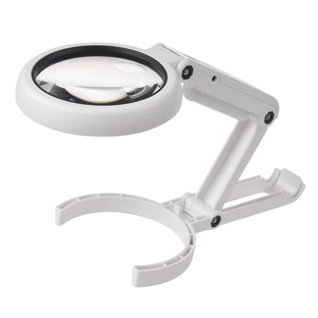 Folding 5X 10X Magnifier Illuminated Handheld Lens for Coins Stamps ...