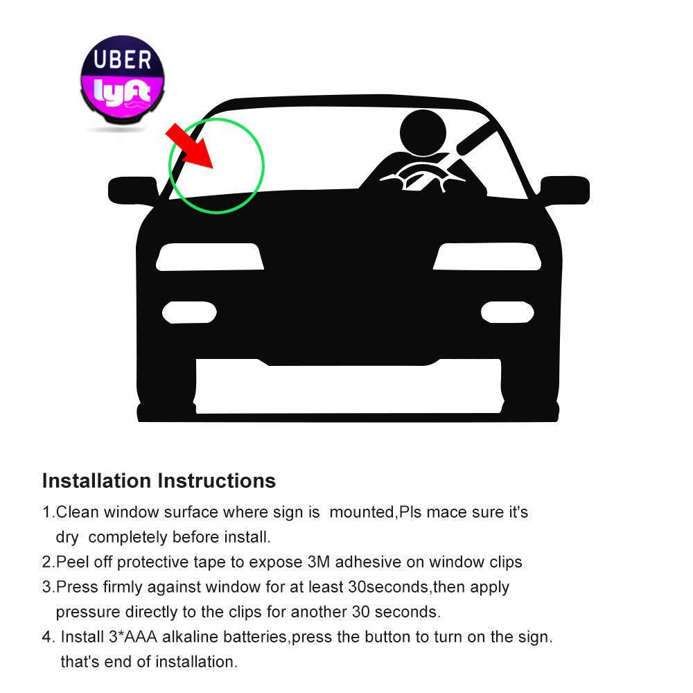 Buy LED Light Car Sign Logo Glowing Decal Luminous Signs Rideshare ...