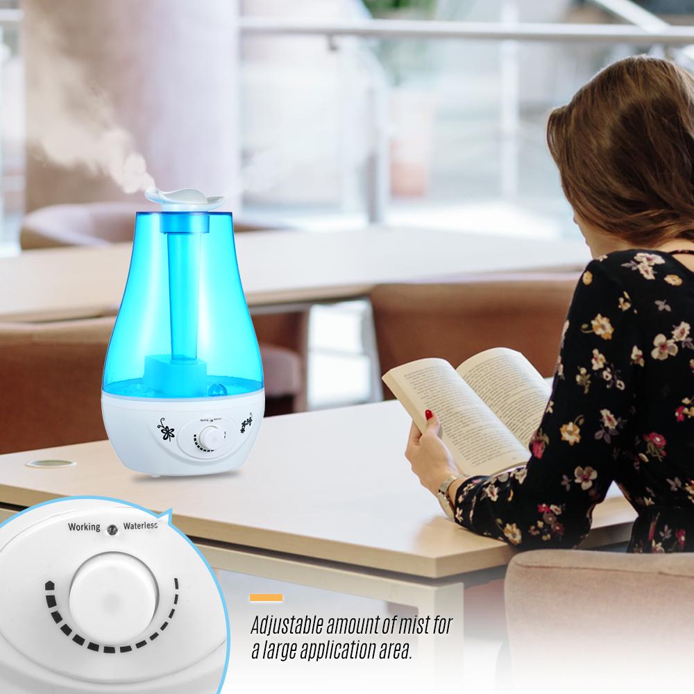 Buy Cool Mist Humidifier Colorful Light 3L Capacity Water Tank Dual 360 ...