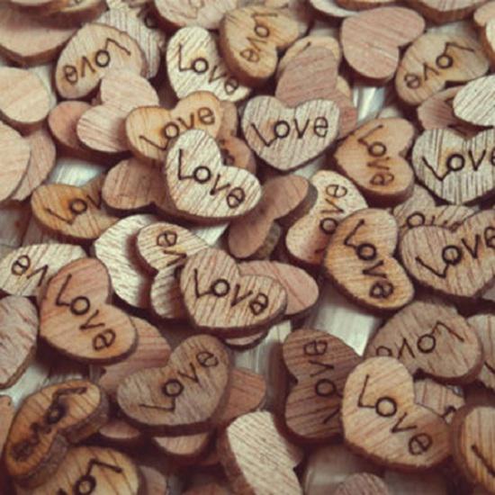 Cheap Romantic 100 Pcs Wooden Love Heart Wedding Table Scatter ...