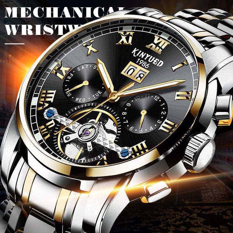 Buy Stainless Steel Mechanical Wrist Watches Skeleton Tourbillon ...