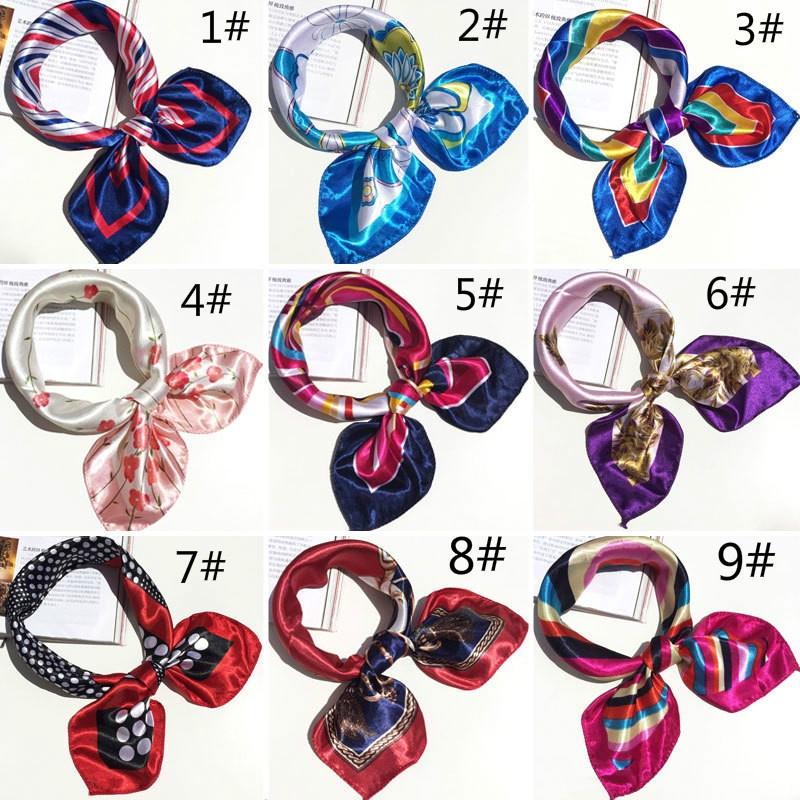 Buy Fashion Women's Work Wear Silk Scarf Print Satin Square Scarf Hotel ...