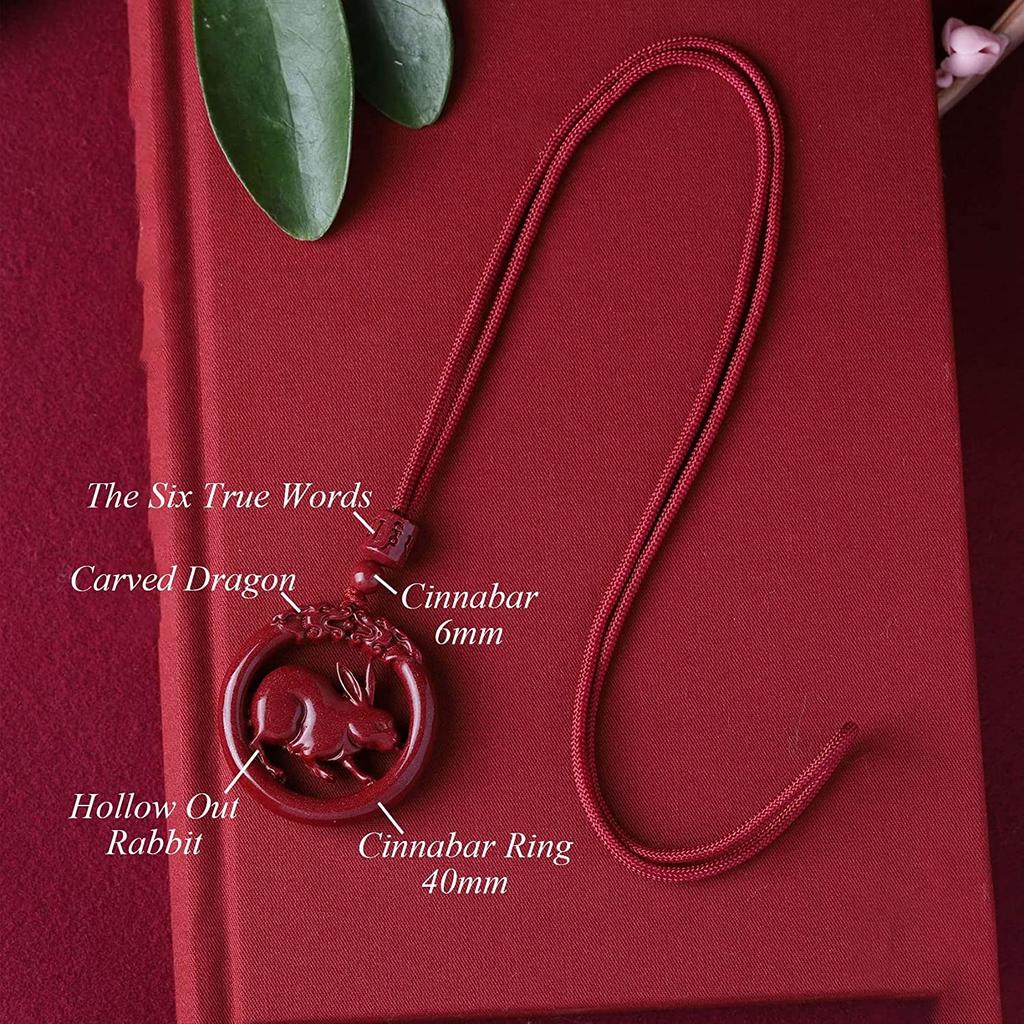 Satın alın Natural Cinnabar Necklace Feng Shui Lucky Zodiac Rabbit ...
