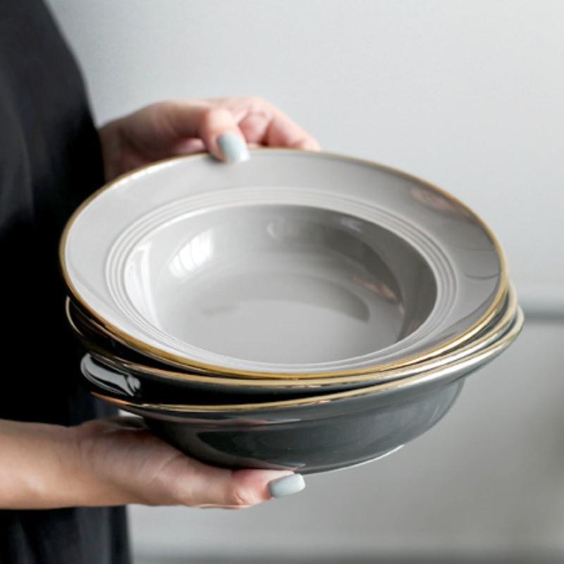 Buy Luxury Ceramic Western Deep Plate Dish Pasta Dish Dessert Bowl ...