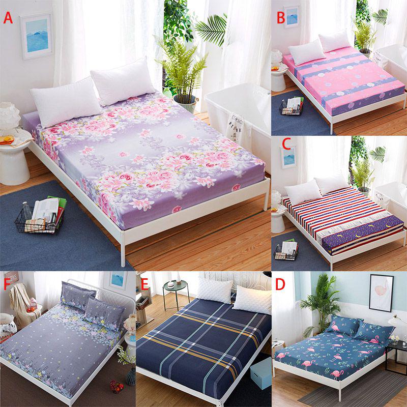 Buy Floral Printed Fitted Sheet Twin Full Queen King Cotton Bed Sheet ...