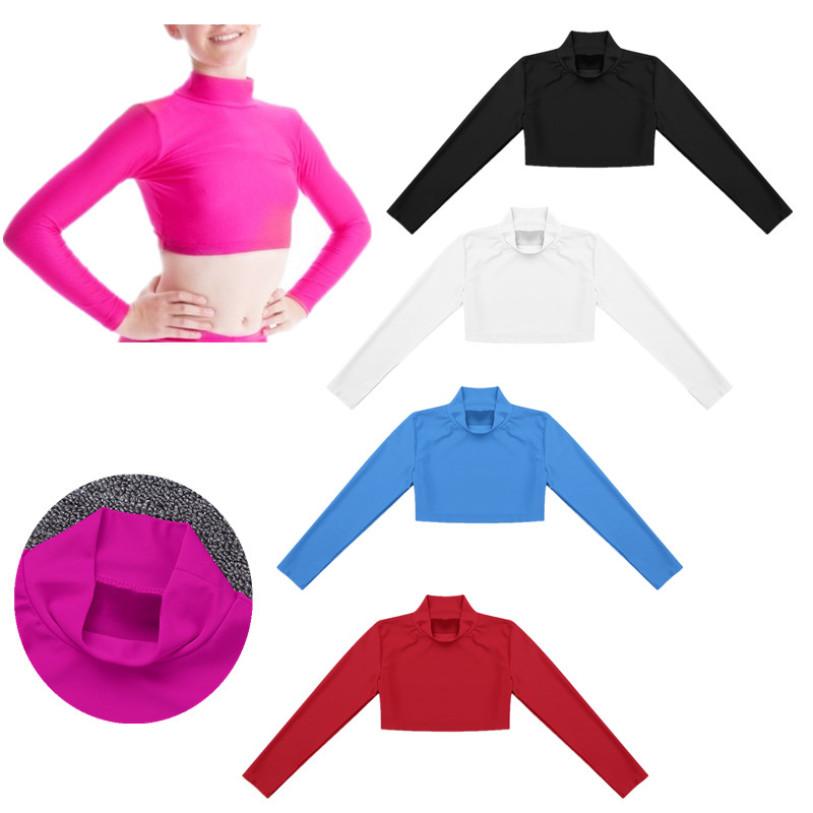 Buy Kids Girls Long Sleeves Crop Top for Dancing Stage Performance ...