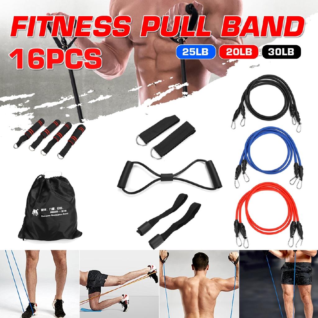 Kjøp 16PCS Indoor Pull Rope Fitness Exercises Resistance Bands Latex ...