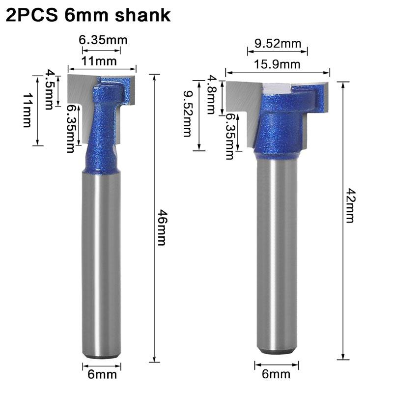 Cheap 1/2pcs 6mm 1/4 Inch Shank T-Slot Cutter Router Bit Set Key Hole ...