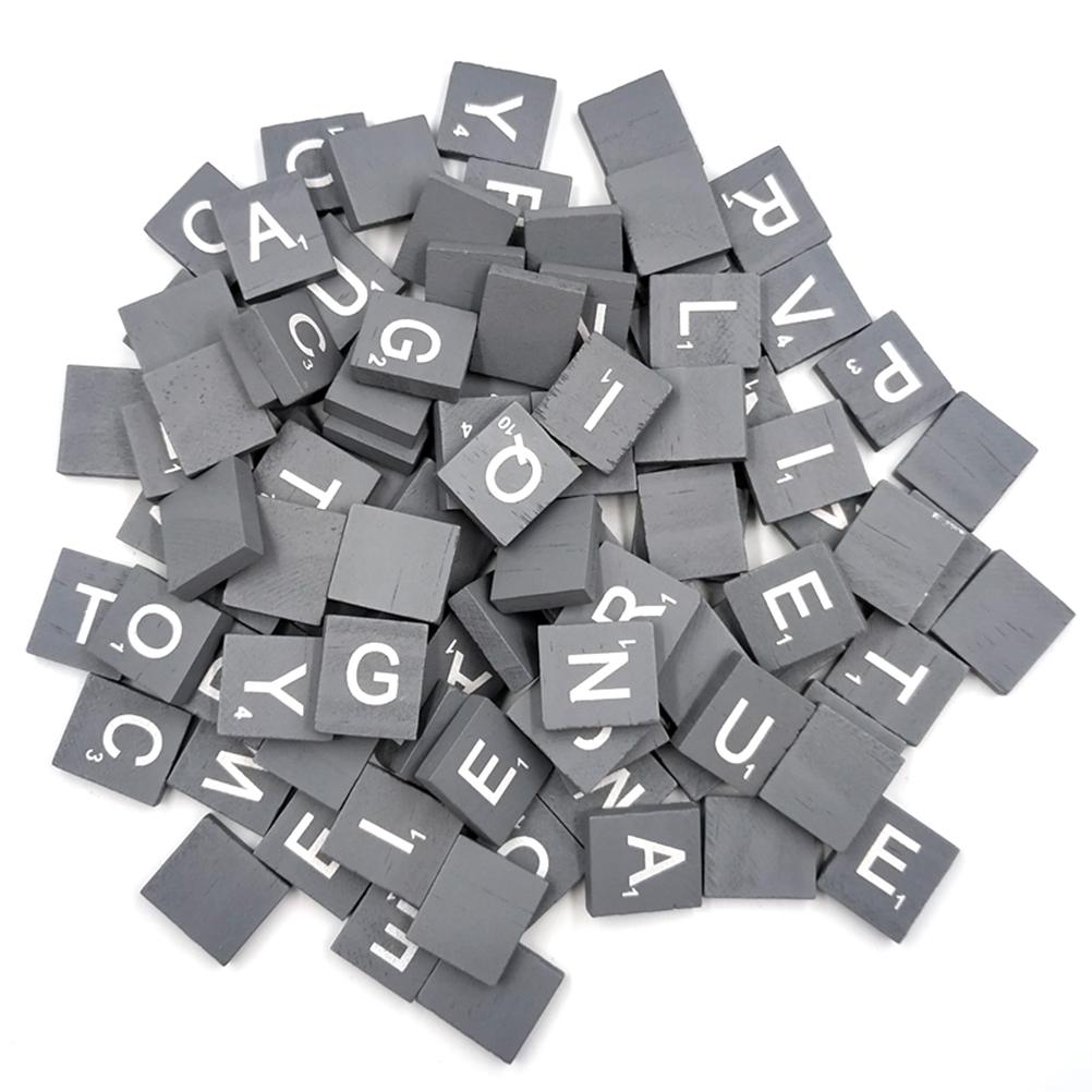 Buy 100PCS Grey Natural High Quality Wood Chips DIY 26 English Letters ...