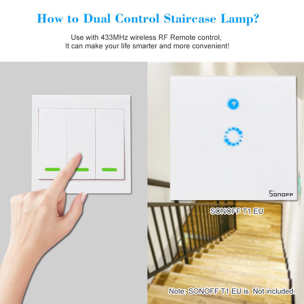 Buy SONOFF Push Button Wall Light Switch Remote Controller 3 Gang 86 ...
