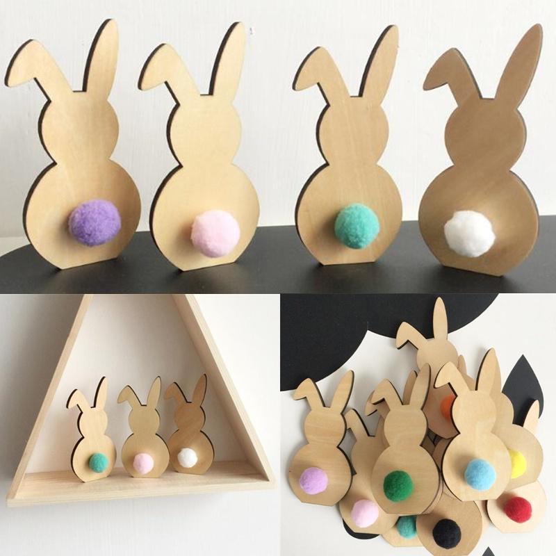 Buy 1 Pc Wooden Rabbit Craft Home Party Decor Wall Sticker Happy Easter ...