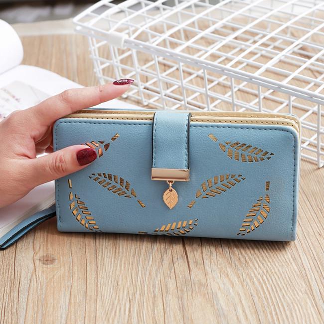 Buy Women's Leaves Hollow Coin Bag Simple Bow Coin Purse Zipper Wallet ...